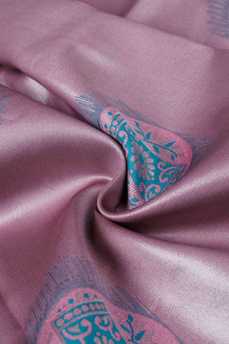 Lemonade Pink Apoorva Silk Sarees with Silver Zari Buttis (small Dots ...