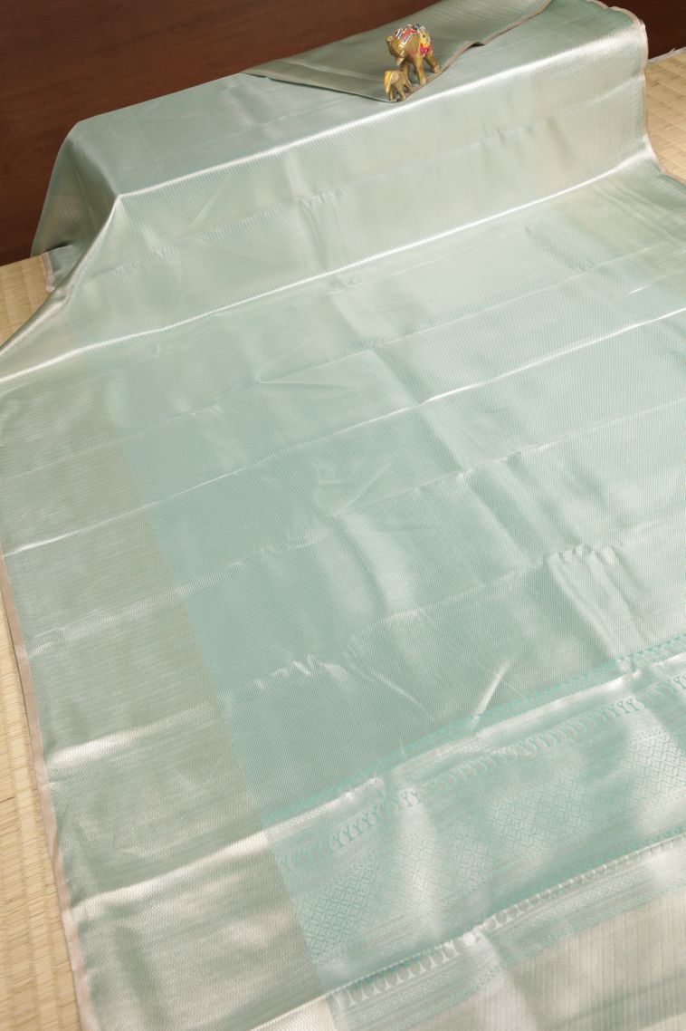 Arctic Blue Tissue Silk Sarees with Silver Zari Stripes - Shree Devi ...
