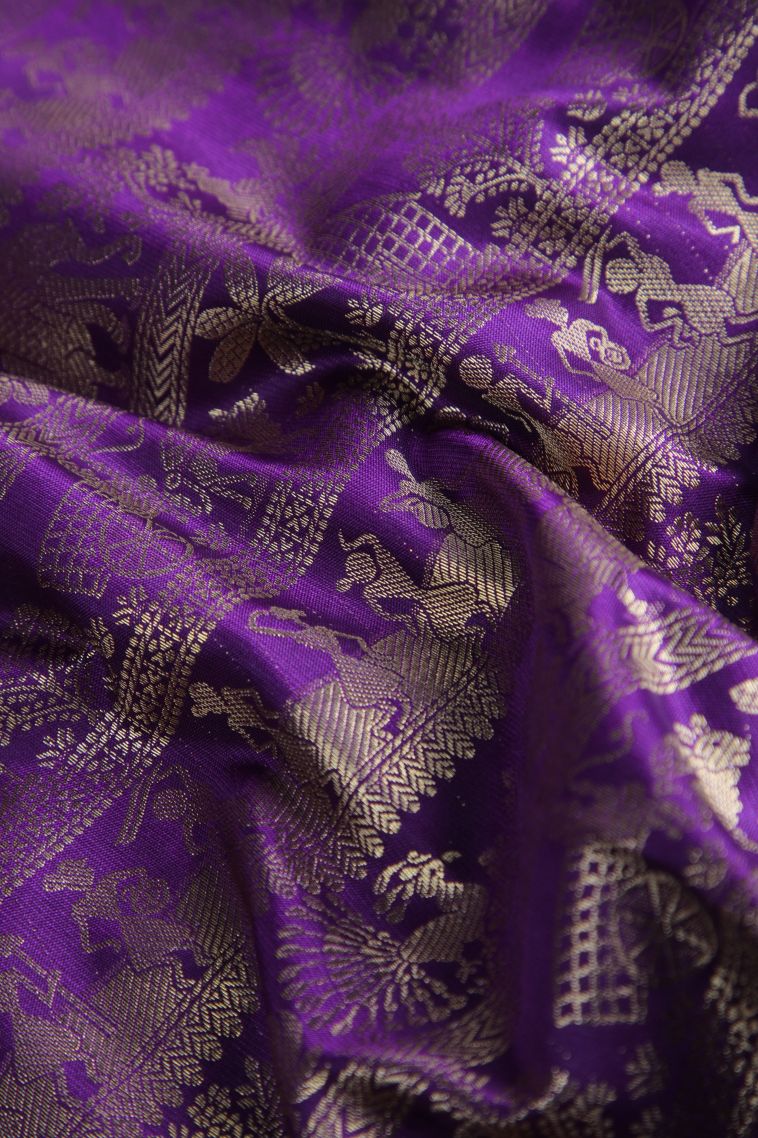 Mulberry Purple Apoorva Silk Sarees with Gold Zari Bandhani / Tie Dye ...